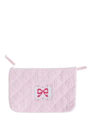 LITTLE ENGLISH Quilted Cosmetic Bag - Pink Bow