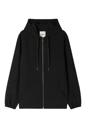 Sandro Hooded Zip-Up Shirt Jacket Black