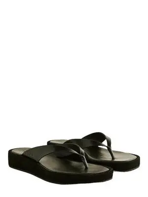 REFORMATION Eden Platform Flip Flop - Black Suede Leather