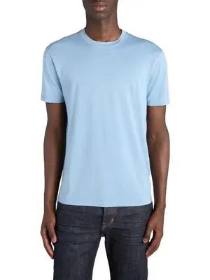 TOM FORD Short Sleeve Lyocell & Cotton Crewneck T-shirt Dark Celeste