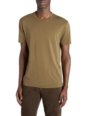TOM FORD Short Sleeve Lyocell & Cotton Crewneck T-shirt Dark Military