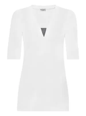 Brunello Cucinelli Ribbed Jersey T-shirt - White