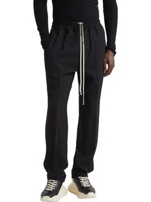 Rick Owens Wool Straight-leg Drawstring Pants - Black