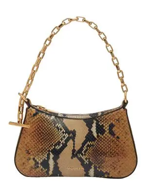 Alexander McQueen Mini Python Print Top Handle Bag - Brown/gold