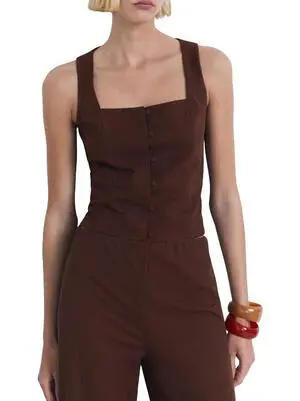 Mango Square Neck Fitted Vest Chocolate