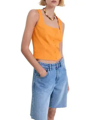 Mango Square Neck Fitted Vest - Orange
