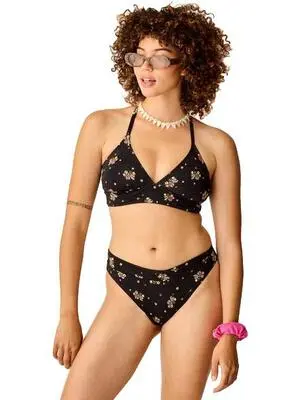 Carve Designs Mae Bikini Bottom Black Floret