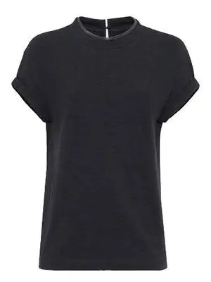 Brunello Cucinelli T-Shirt With Monili Decoration Anthracite