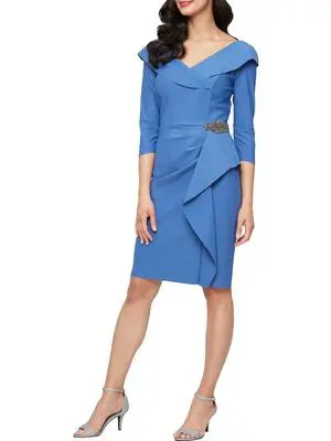 Alex Evenings Contour Collection Cocktail Dress Cornflower
