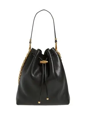 JIMMY CHOO Cinch Leather Bucket Bag - Black/gold