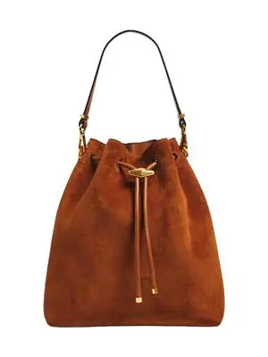 JIMMY CHOO Cinch Leather Bucket Bag - Tan/gold