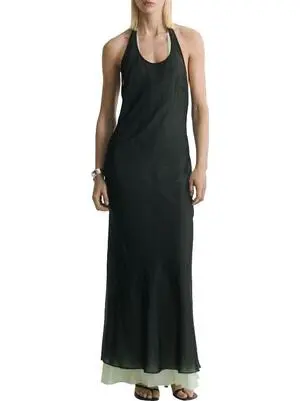 Mango Layered Halter Dress - Black