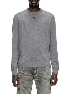 DIESEL® K-Valiam Cutout Logo Wool Sweater Melange Grey