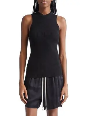 Rick Owens Maglia Wool Rib Tank - Black