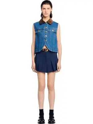 Sandro Sleeveless Denim Vest - Blue Jean