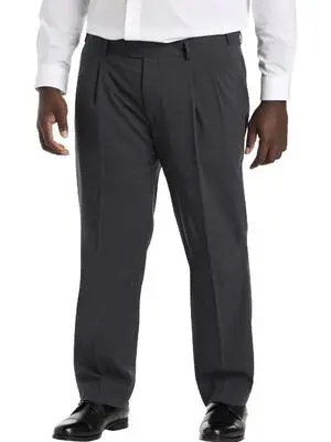 OAK HILL BY DXL Pleated Suit Pants With Waist-relaxer - Charcoal