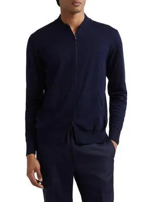 Thom Sweeney Cotton And Cashmere Bomber Jacket - Navy