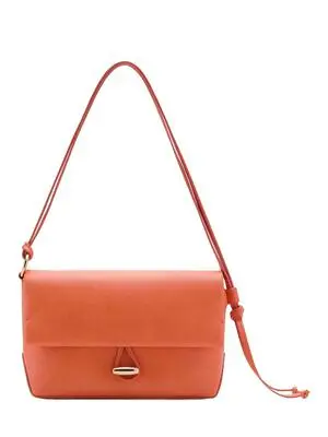 Mango Faux Leather Shoulder Bag - Orange