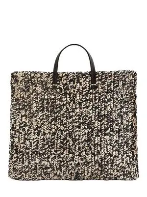 Clare V. Simple Woven Tote - Black/cream Raffia