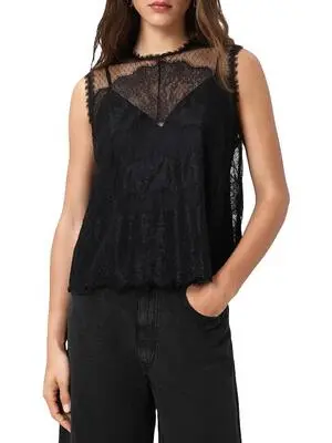 ALLSAINTS Clara Mixed Lace Sleeveless Top - Black