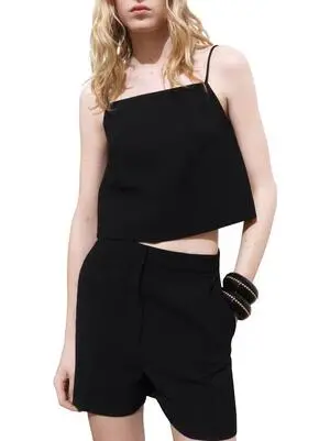 Mango Button-Back Cropped Camisole Black
