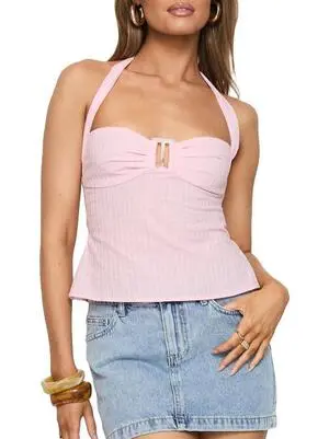 Princess Polly Isabetta Cotton Halter Top - Pink
