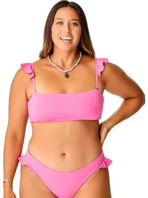 Carve Designs Bev Ruffle Top Hot Pink