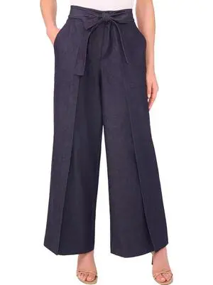 CECE DUPRAZ Tie Waist Wide Leg Jeans - Classic Navy