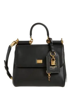 Dolce & Gabbana My Sicily Plongé Leather Top Handle Bag - 80999 Nero