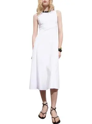Mango Sleeveless A-line Midi Dress - White