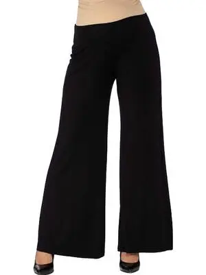 24SEVEN COMFORT APPAREL Maternity Palazzo Pants - Black