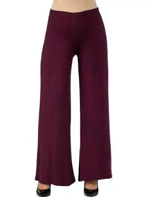 24SEVEN COMFORT APPAREL Maternity Palazzo Pants Wine