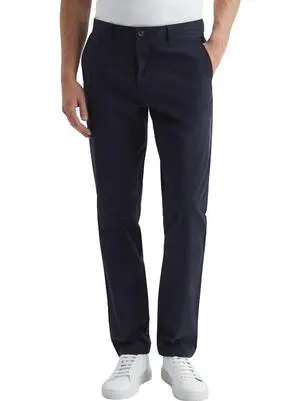 REISS Pitch Stretch Cotton Pants Navy