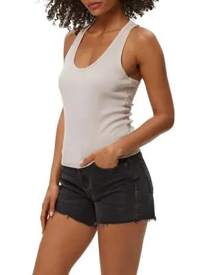Michael Stars Fine Ribbed Scoop Neck Tank - Cement