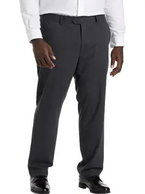 OAK HILL BY DXL Big & Tall Perfect Fit Waist-relaxer Flat-front Suit Pants - Charcoal