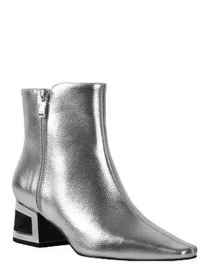 NINETY UNION Metallic Square Heel Bootie Silver