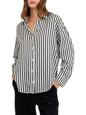 Bella Dahl Stripe Oversize Button-up Shirt - Vintage Black Stripe