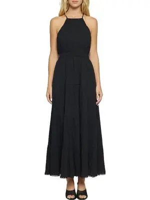 LOST + WANDER Bella Luna Crushed Tiered Maxi Dress - Black