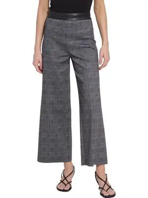 Lyssé High Waist Ankle Wide Leg Ponte Pants - Charcoal Glen Plaid