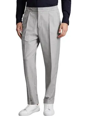 REISS Relaxed Tapered Pleated Pants - Grey