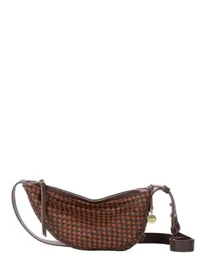 THE SAK Tess Sling Leather Bag Woven Mahogany Cognac