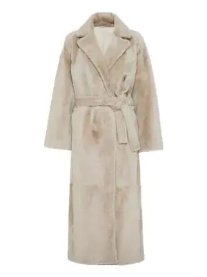 Brunello Cucinelli Shearling Reversible Coat - Cool Beige