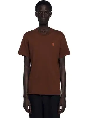 Sandro Leather Logo T-shirt - Ginger Bread
