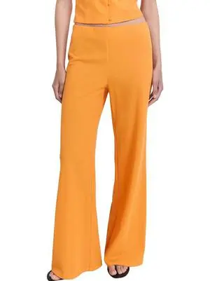 Mango Flowy Straight Leg Trousers - Orange