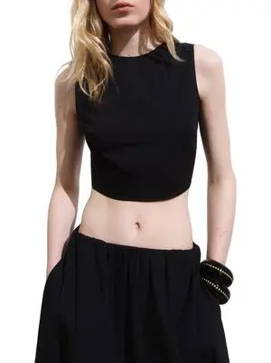 Mango Tie-Back Crop Tank Black