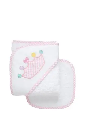 3 MARTHAS Applique Hooded Towel And Washcloth Set - Princess