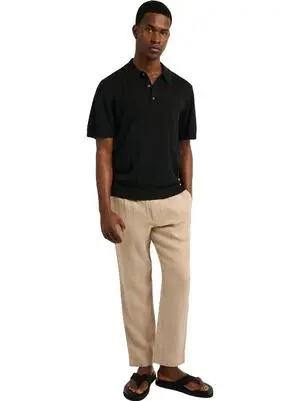 Onia Silk Ribbed Knit Polo - Black