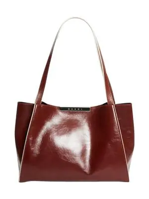 Marni Small East/west Leather Tote - 627 - Cherry