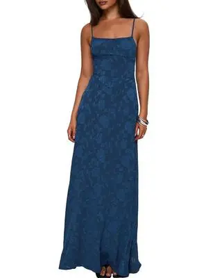 Princess Polly South Of France Floral Burnout Maxi Dress - Navy