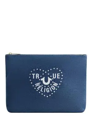 True Religion Zip Pouch With Logo - Denim
